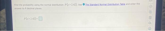 Solved Find the probability using the normal distribution: | Chegg.com