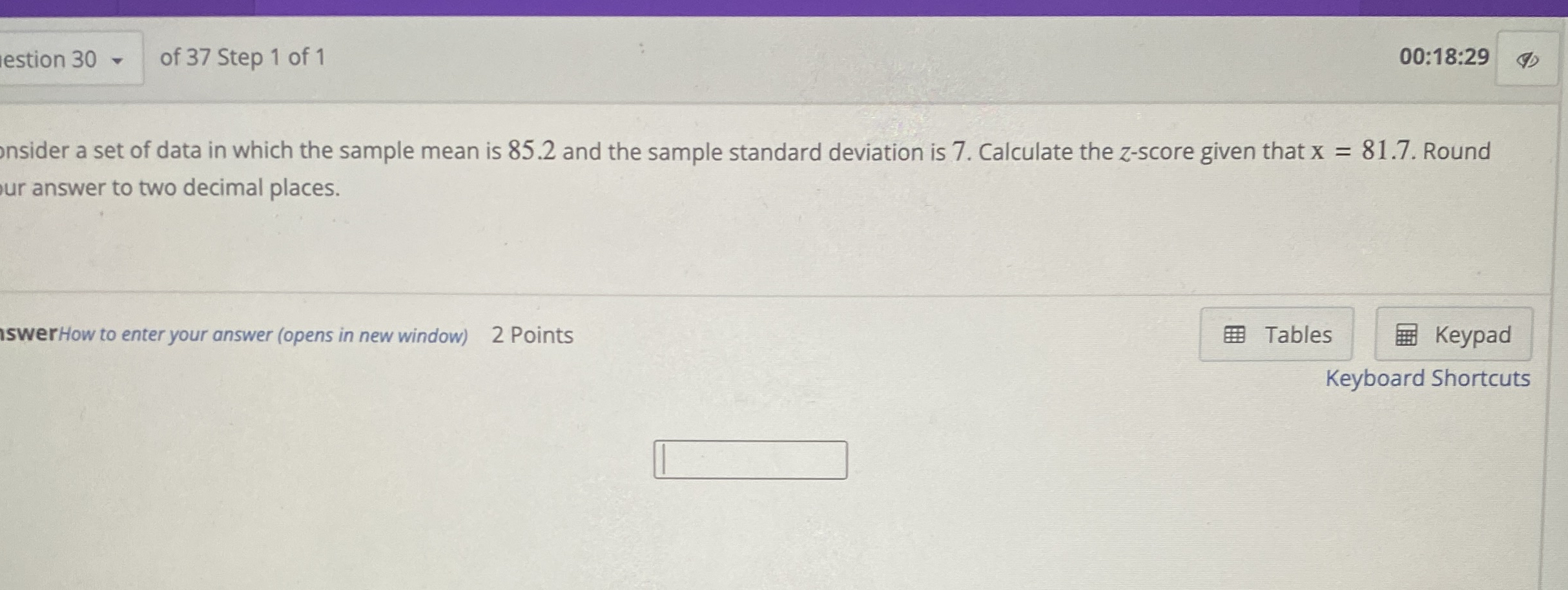 Solved nsider a set of data in which the sample mean is 85.2 | Chegg.com