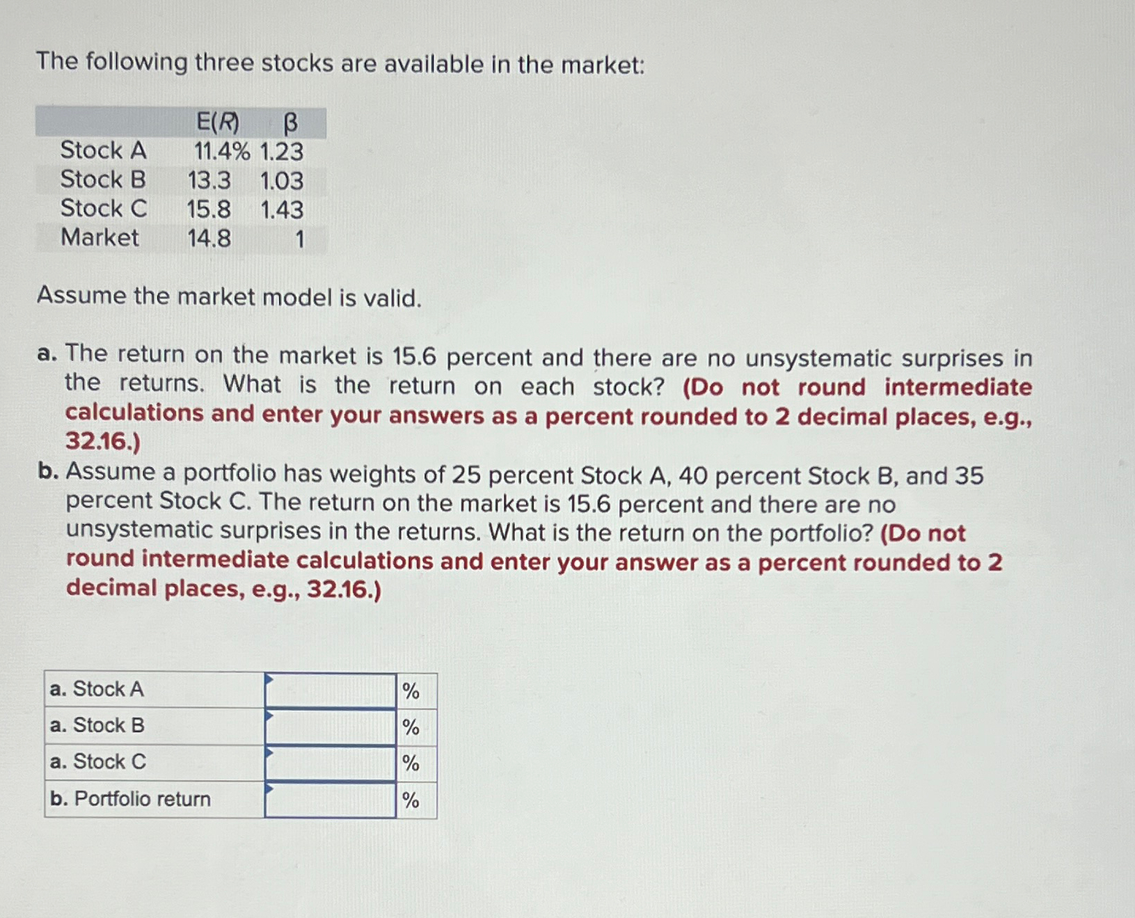 Solved The following three stocks are available in the | Chegg.com