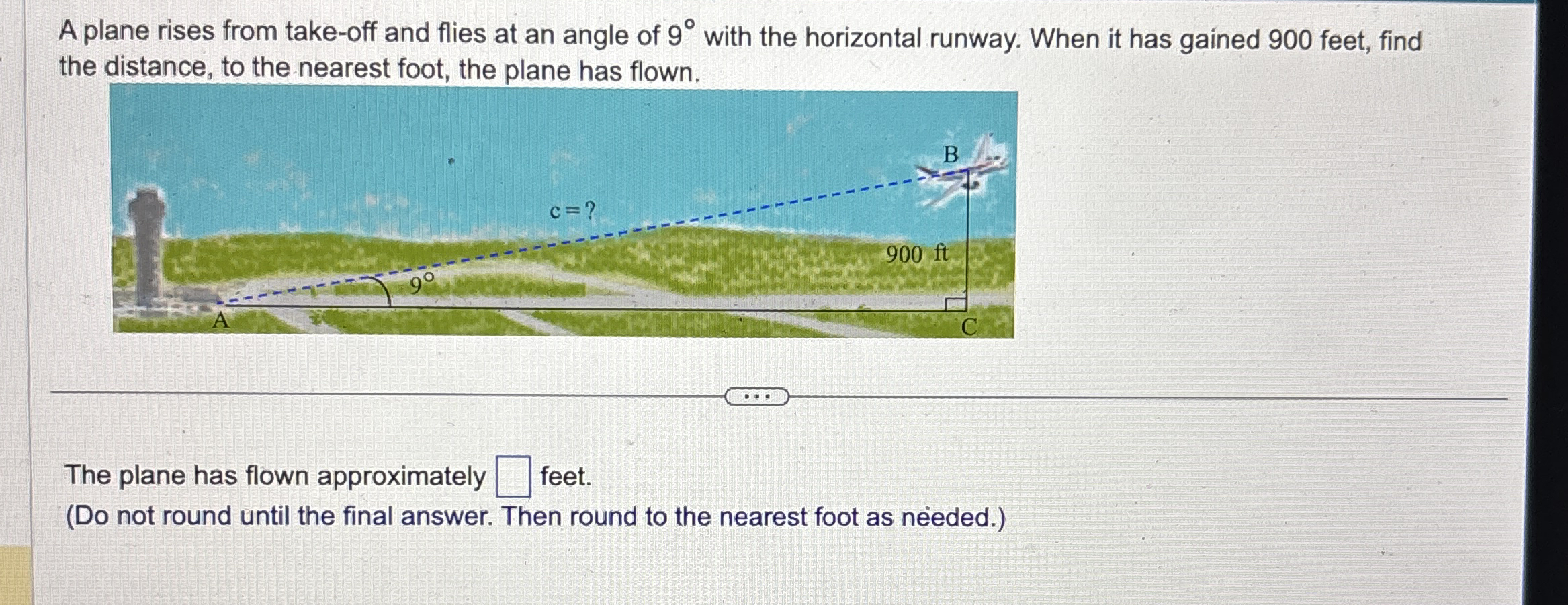 Solved A plane rises from take-off and flies at an angle of | Chegg.com