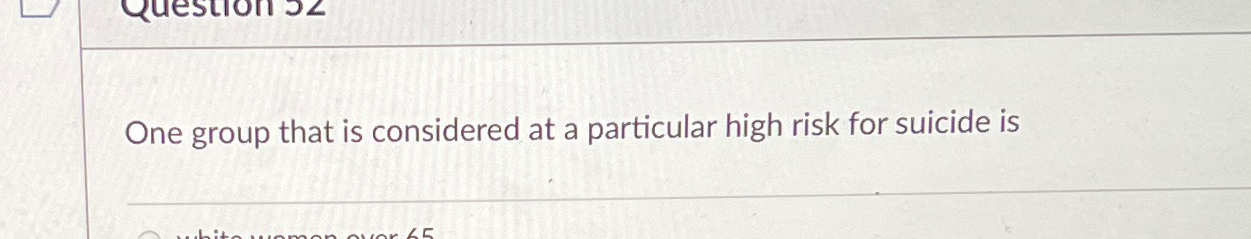 Solved One group that is considered at a particular high | Chegg.com