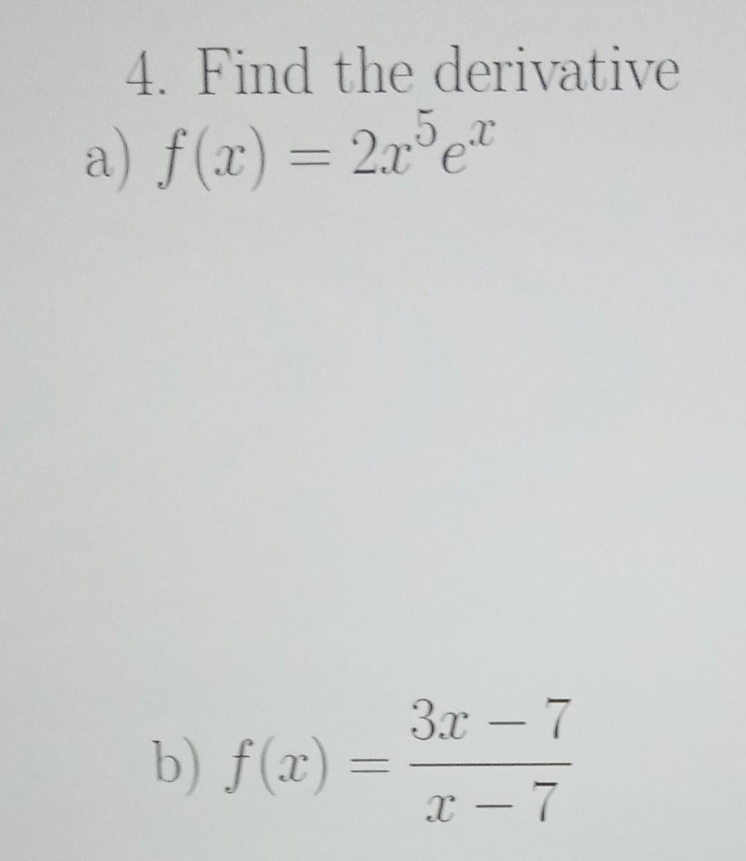 Solved 3. Find the derivative of the following function. | Chegg.com