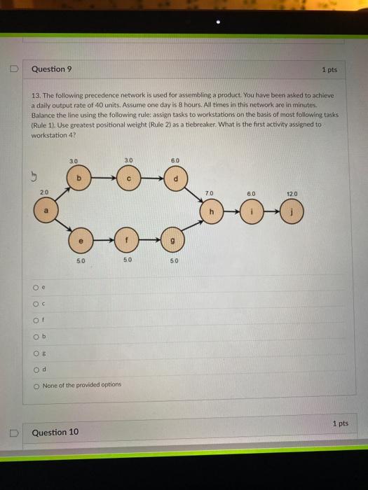 Solved D Question 9 1 pts 13. The following precedence | Chegg.com