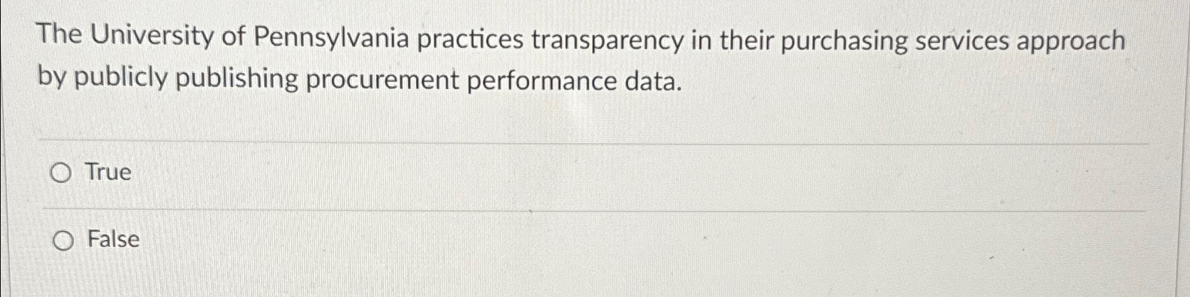 Solved The University of Pennsylvania practices transparency | Chegg.com