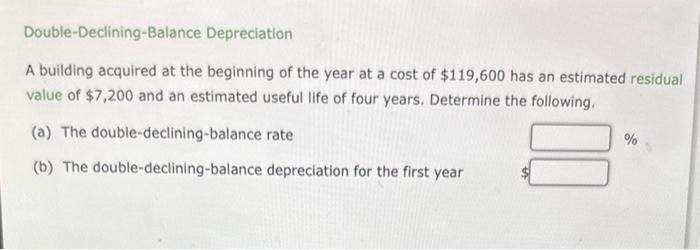 Solved Double-Declining-Balance Depreciation A building | Chegg.com