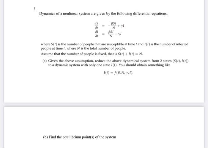 Solved Dynamics of a nonlinear system are given by the | Chegg.com