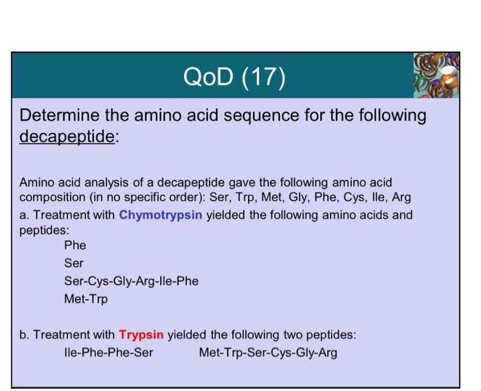 Solved QOD (17) Determine the amino acid sequence for the | Chegg.com