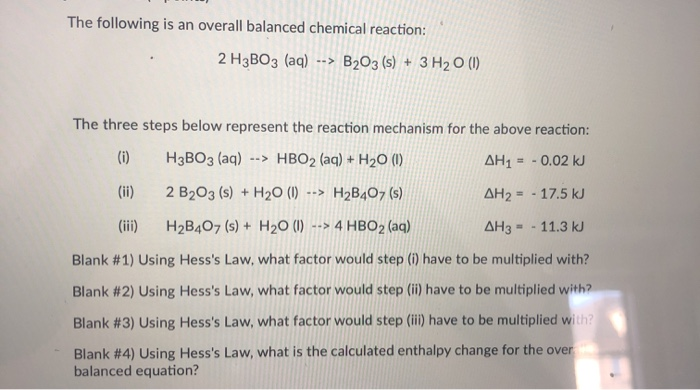 Solved The following is an overall balanced chemical | Chegg.com