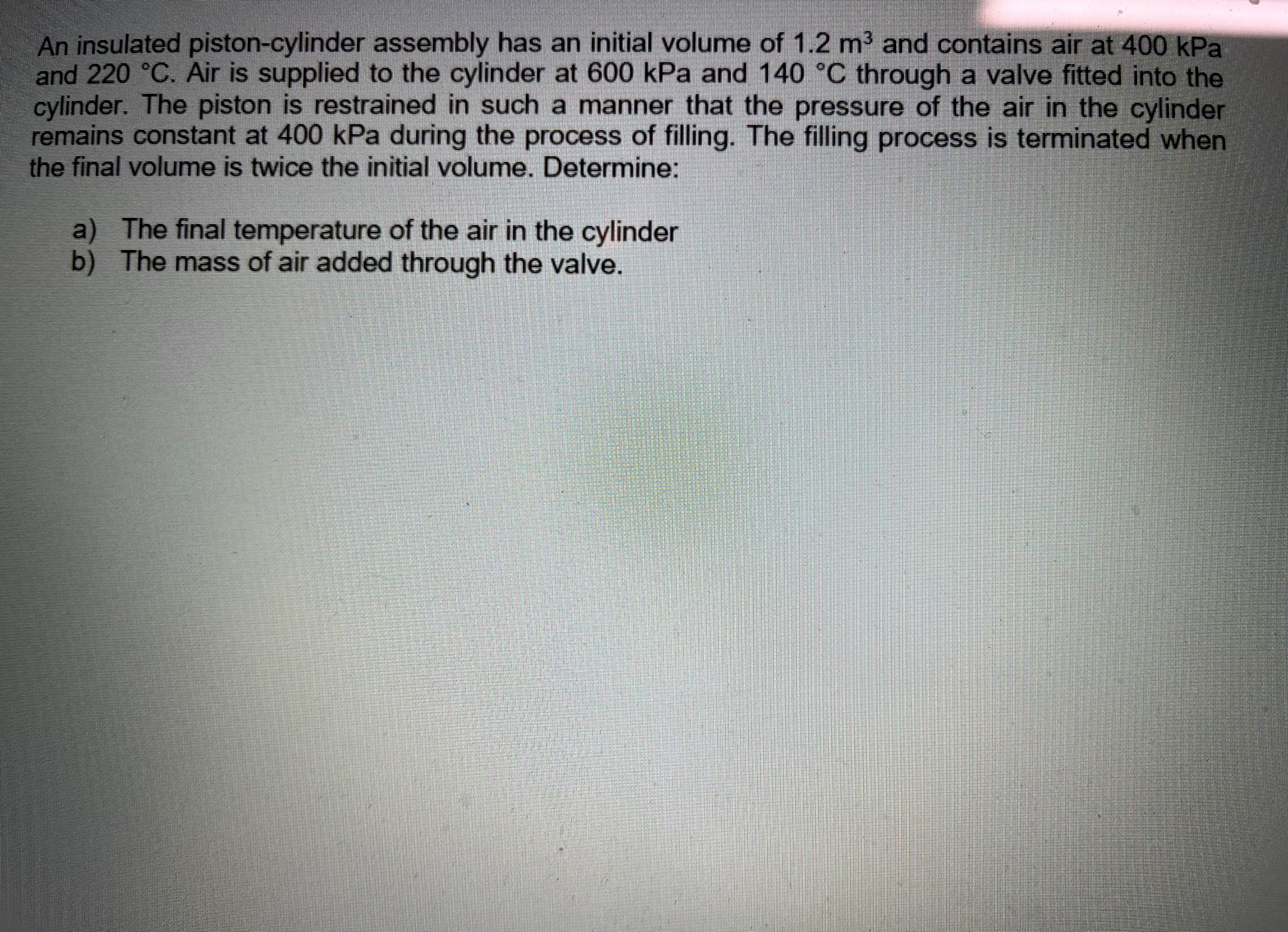 Solved An insulated piston-cylinder assembly has an initial | Chegg.com
