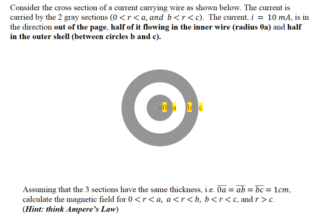Solved Consider the cross section of a current carrying wire | Chegg.com