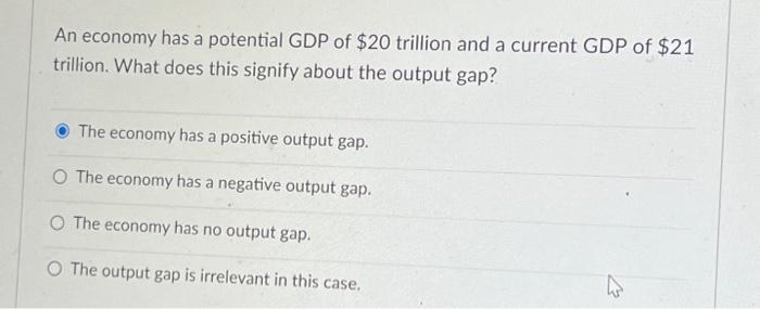 An economy has a potential GDP of $20 trillion and a | Chegg.com