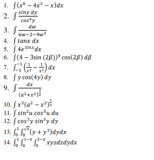 Solved Solve the following integrals. Show your complete | Chegg.com