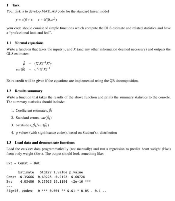 Task Your task is to develop MATLAB code for the | Chegg.com