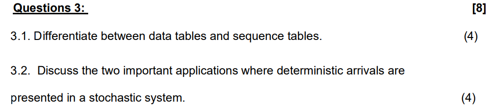 Solved Questions 3:3.1. ﻿Differentiate between data tables | Chegg.com
