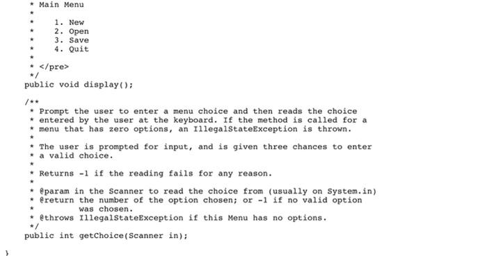 Solved * A program to test the ArrayMenu implementation of | Chegg.com