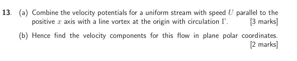 Solved 13. (a) Combine the velocity potentials for a uniform | Chegg.com