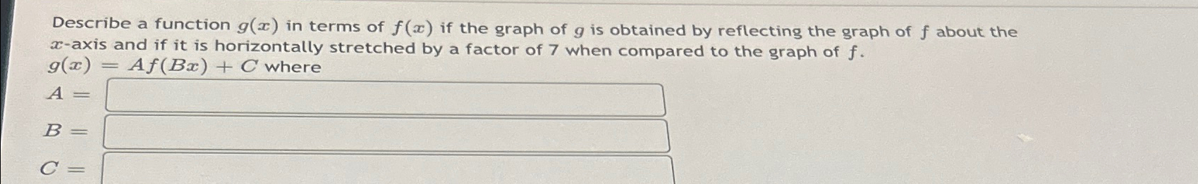 Solved Describe a function g(x) ﻿in terms of f(x) ﻿if the | Chegg.com