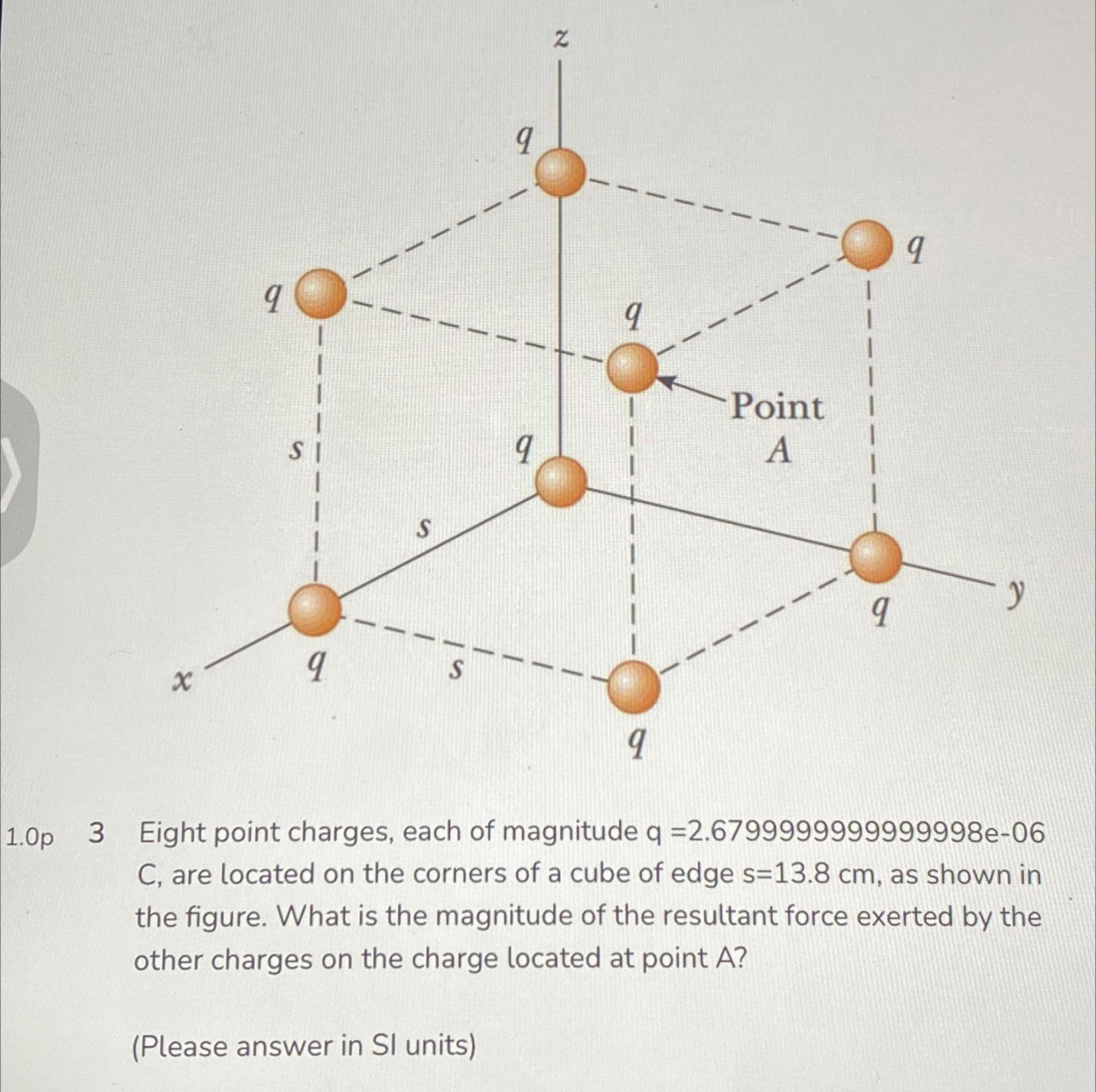 Solved Steps for...1.0p 3 ﻿Eight point charges, each of | Chegg.com