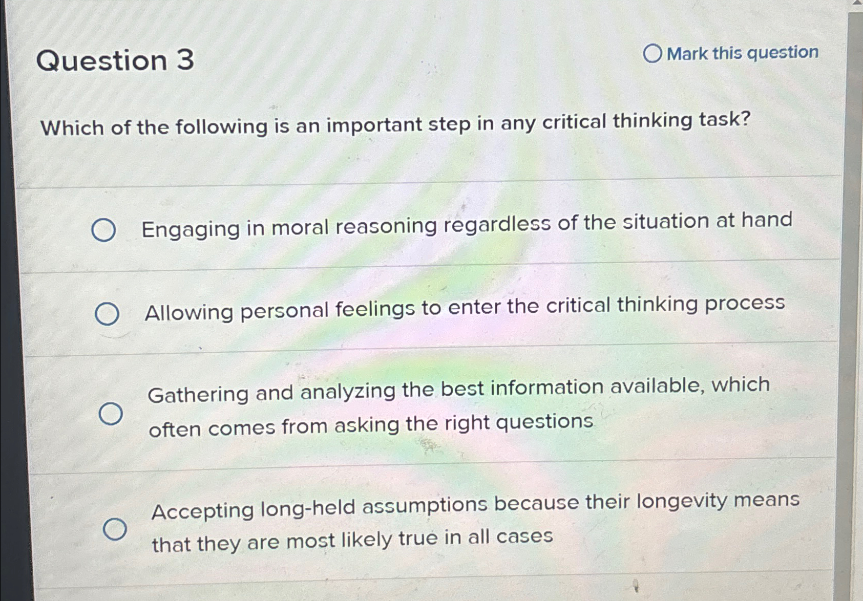 Solved Question 3Mark this questionWhich of the following is | Chegg.com
