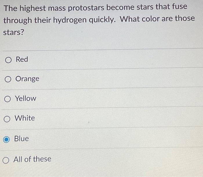 Solved The highest mass protostars become stars that fuse | Chegg.com