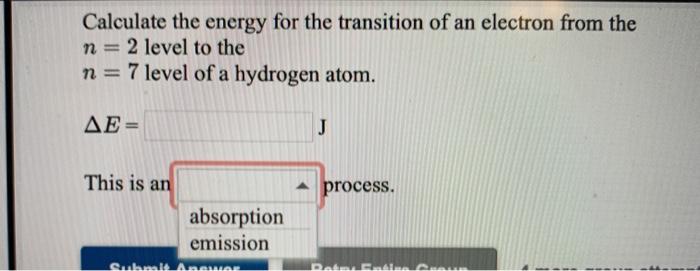 Solved Calculate the energy for the transition of an | Chegg.com
