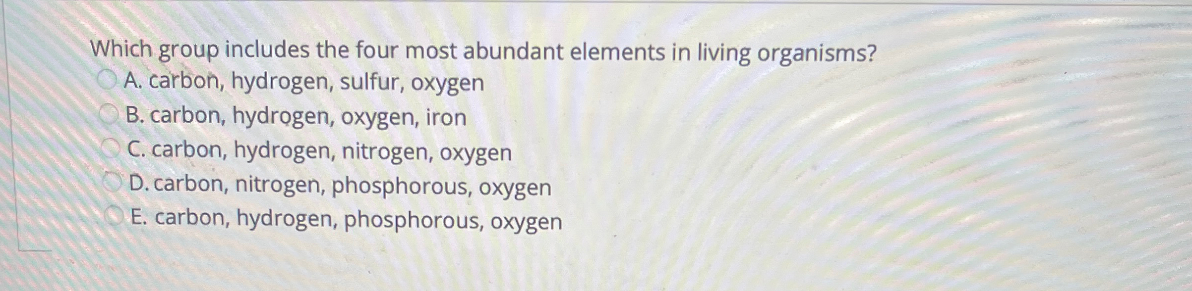 Solved Which group includes the four most abundant elements | Chegg.com