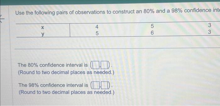 Solved Use the following pairs of observations to construct | Chegg.com