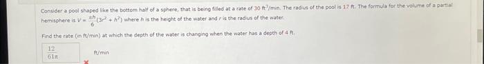 Solved Consider a pool shaped like the bottom half of a | Chegg.com