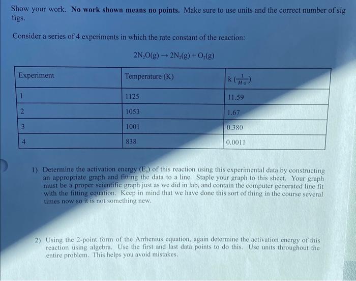 Solved Show your work. No work shown means no points. Make | Chegg.com
