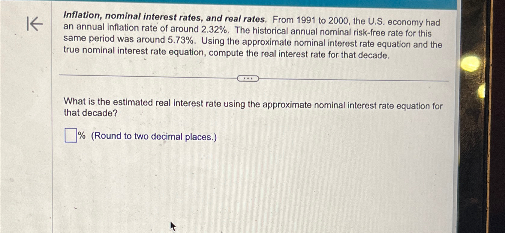 Solved Inflation, nominal interest rates, and real rates. | Chegg.com