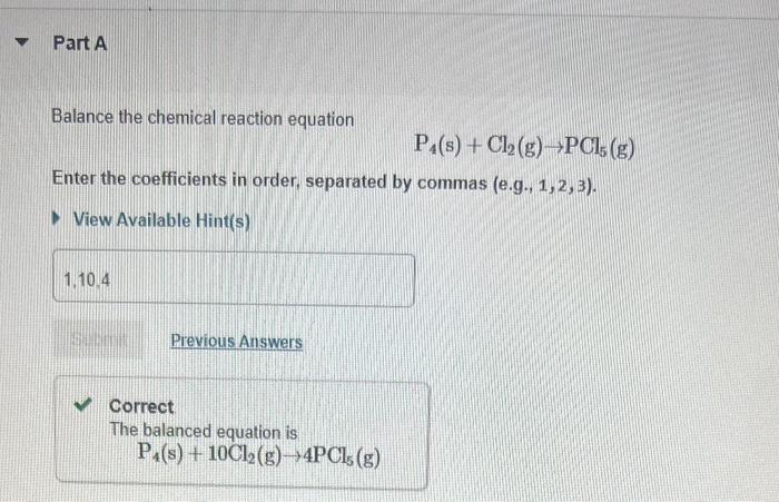 Solved What mass of PCl5 will be produced from the given | Chegg.com