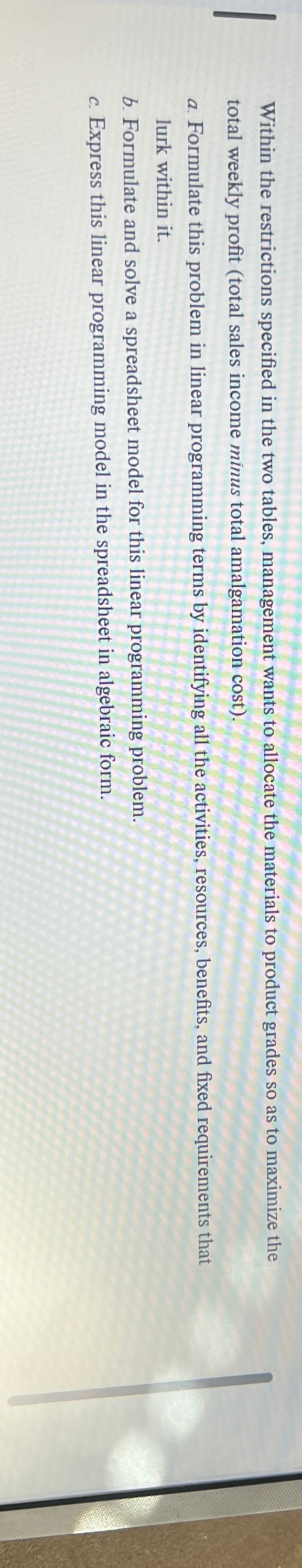 Solved Within the restrictions specified in the two tables, | Chegg.com