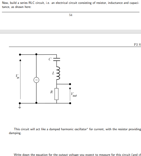 Now, build a series RLC circuit, i.e. ﻿an electrical | Chegg.com