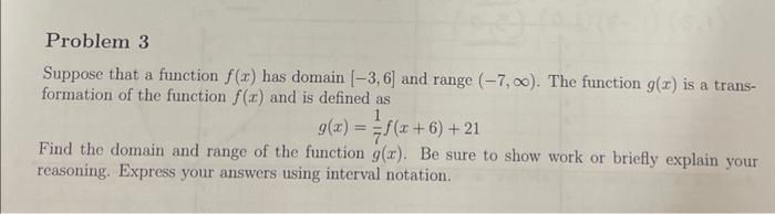 Solved Suppose that a function f(x) has domain [−3,6] and | Chegg.com