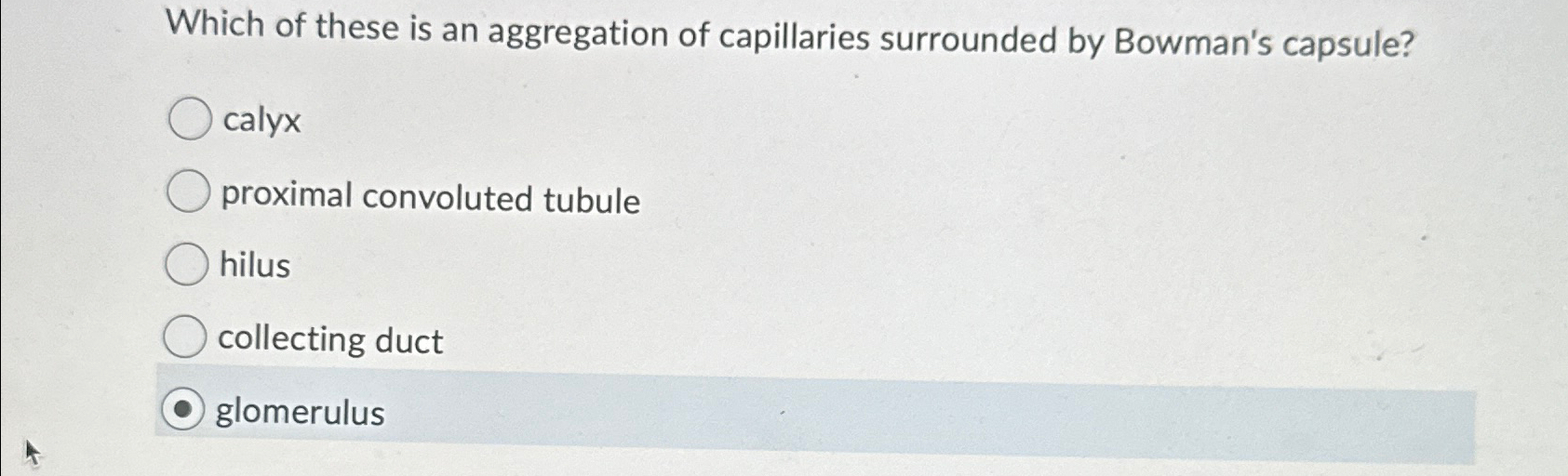 Solved Which of these is an aggregation of capillaries | Chegg.com