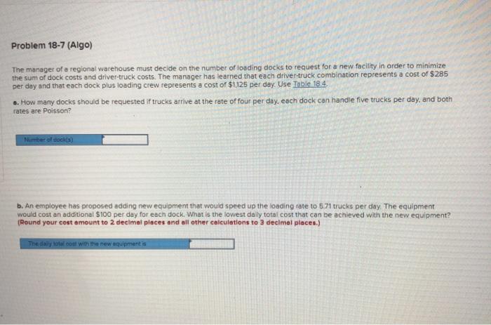 Solved Problem 18-7 (Algo) The manager of a regional | Chegg.com