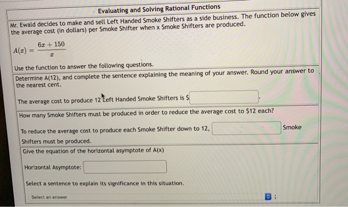 Solved Evaluating and Solving Rational Functions Mr. Ewald | Chegg.com