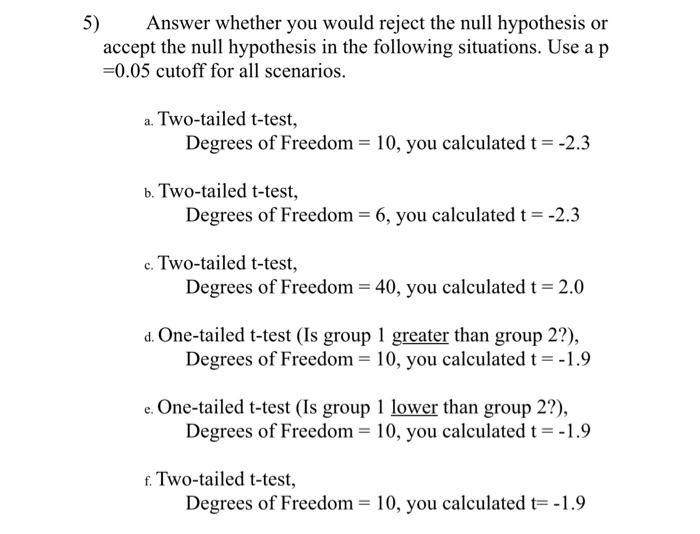 Solved Answer whether you would reject the null hypothesis | Chegg.com