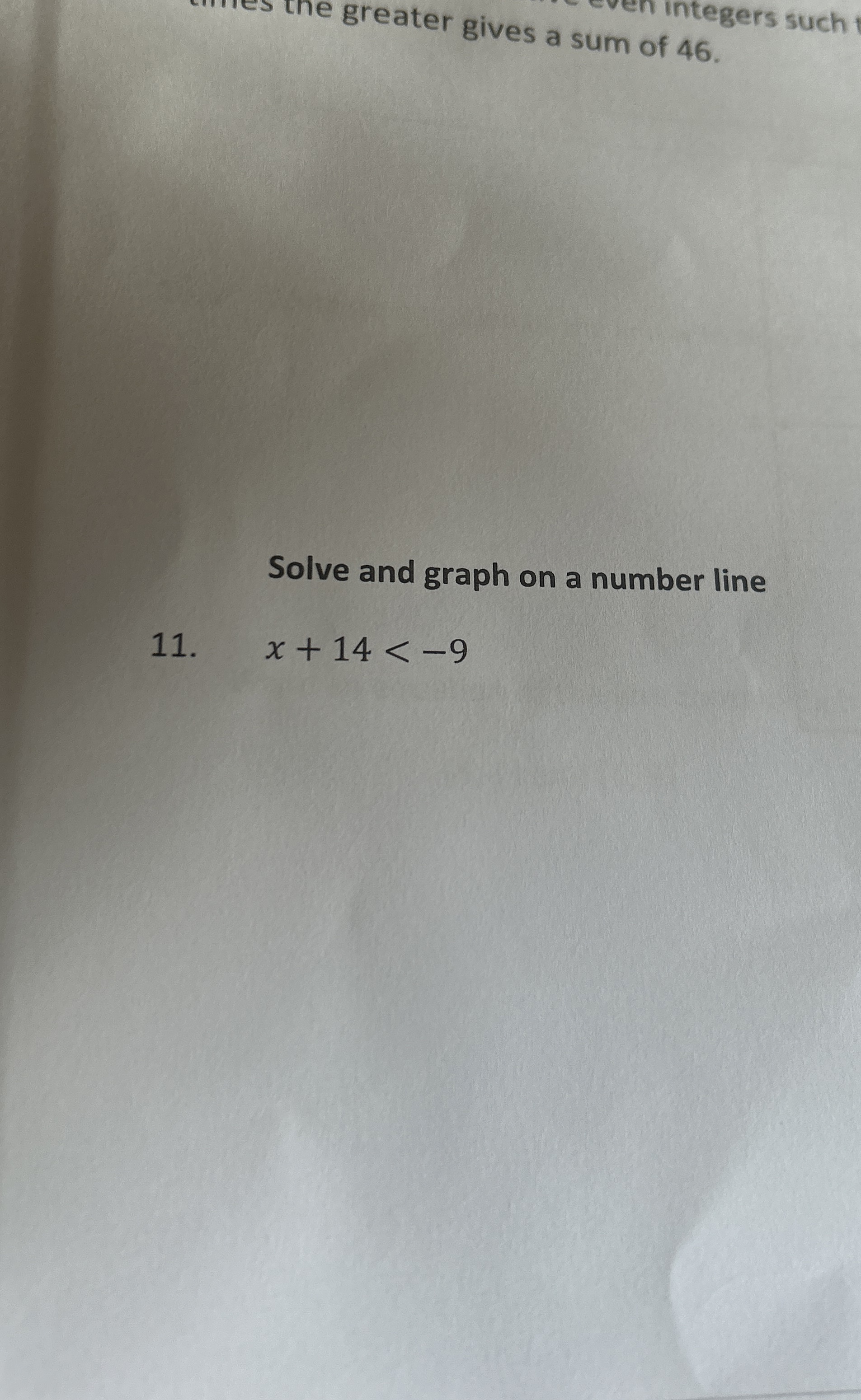 Solved the greater gives a sum of 46 .Solve and graph on a | Chegg.com
