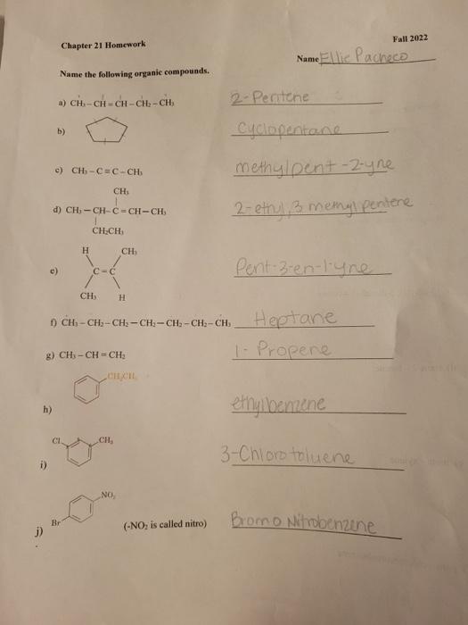 Solved Name the following organic compounds. a) | Chegg.com