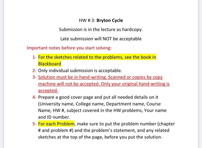 Solved HW \# 3: Bryton Cycle Submission is in the lecture as | Chegg.com