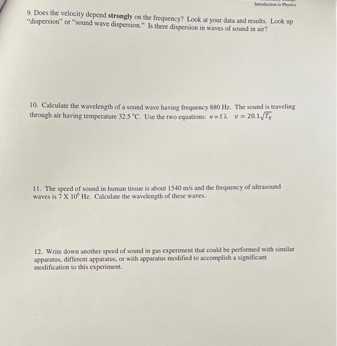 Solved Lab #7 - Speed of Sound in Air Objective: Measure the | Chegg.com