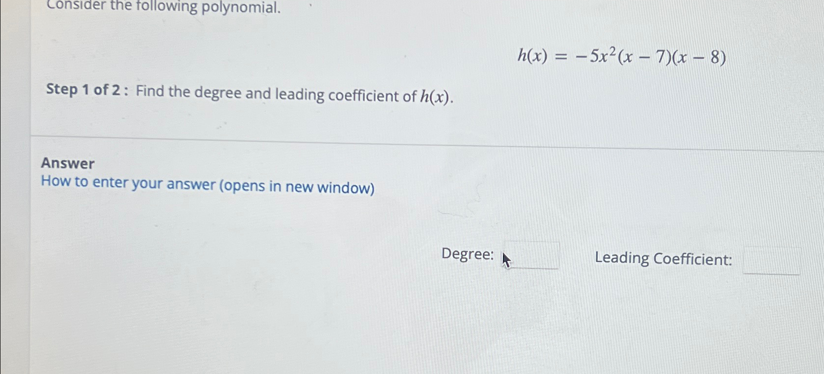 Solved Consider the following | Chegg.com