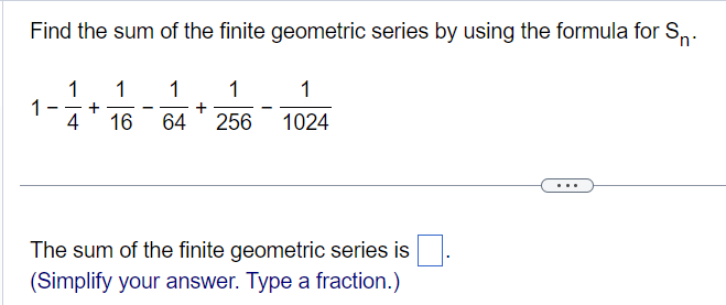 Solved Find the sum of the finite geometric series by using | Chegg.com