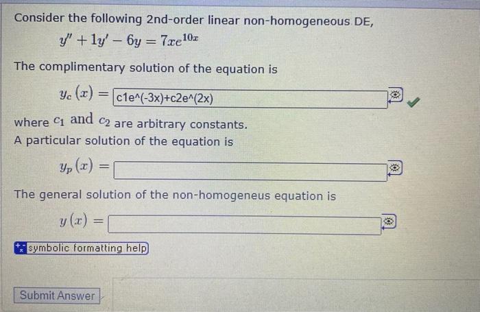 Solved Consider the following 2nd-order linear | Chegg.com