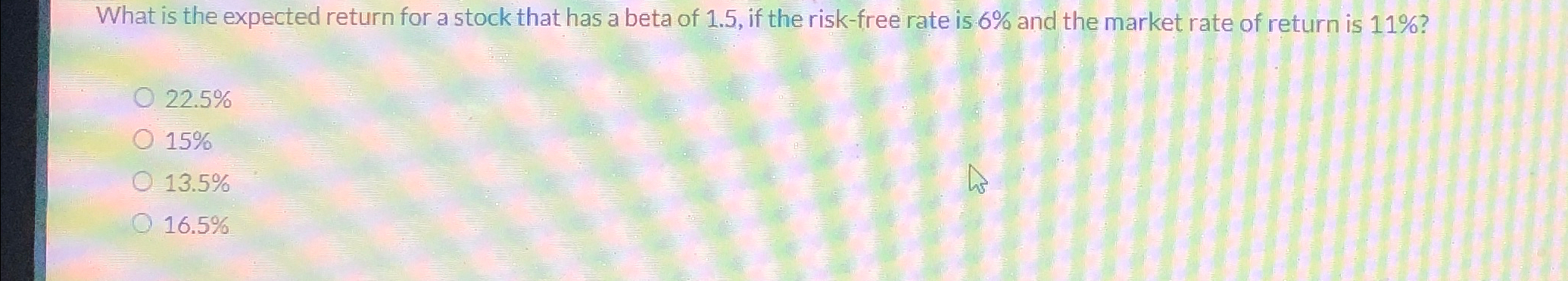What is the expected return for a stock that has a | Chegg.com