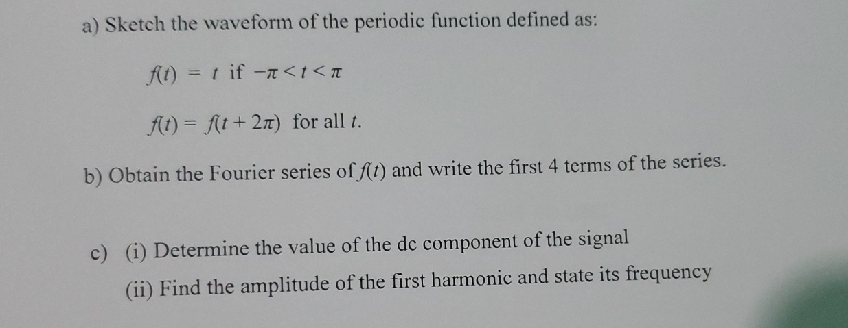 Solved a) ﻿Sketch the waveform of the periodic function | Chegg.com