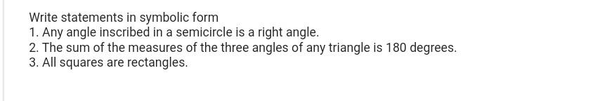 Solved Write statements in symbolic form 1. Any angle | Chegg.com