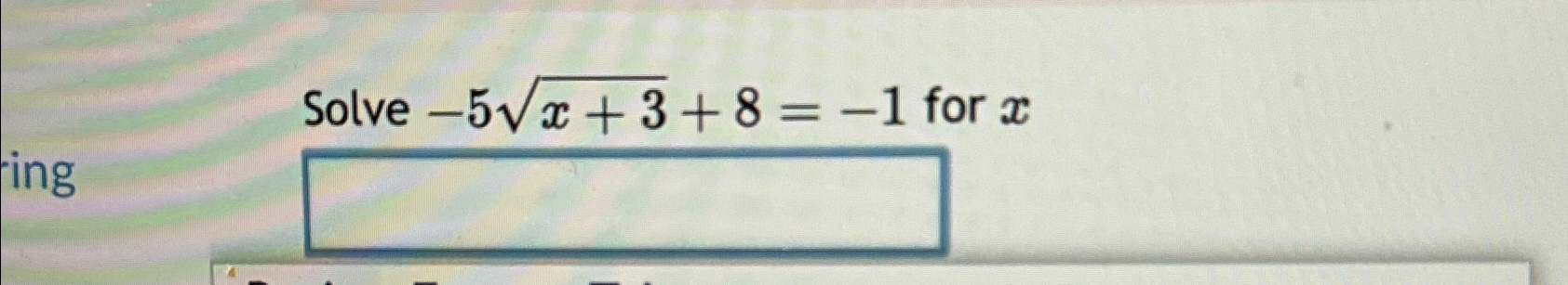 Solved Solve -5x+32+8=-1 ﻿for x | Chegg.com