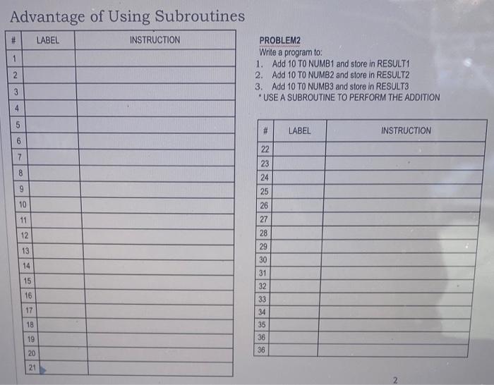 Solved Advantage Of Using Subroutines Problem2 Write A